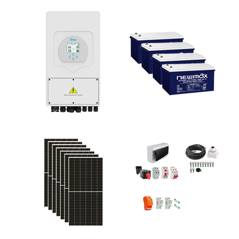Kit híbrido DEYE 6kW 2xMPPT + 4 x Newmax gel ciclo profundo 150Ah + 7 x ...